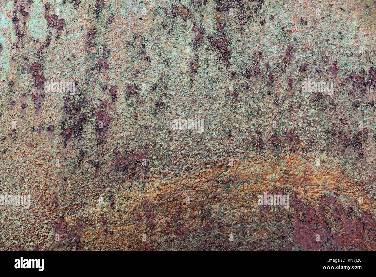Close up surface of aged and weathered rusty metal surfaces in high ...