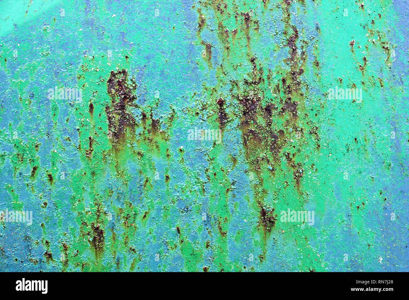 Close up surface of aged and weathered rusty metal surfaces in high ...