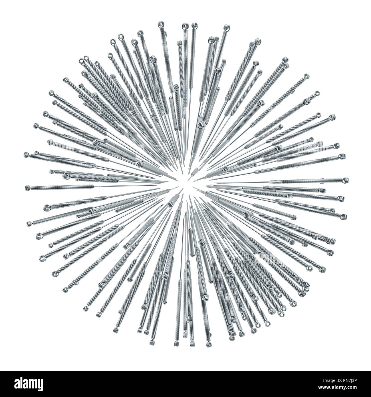 Sphere from acupuncture needles, 3D rendering isolated on white ...