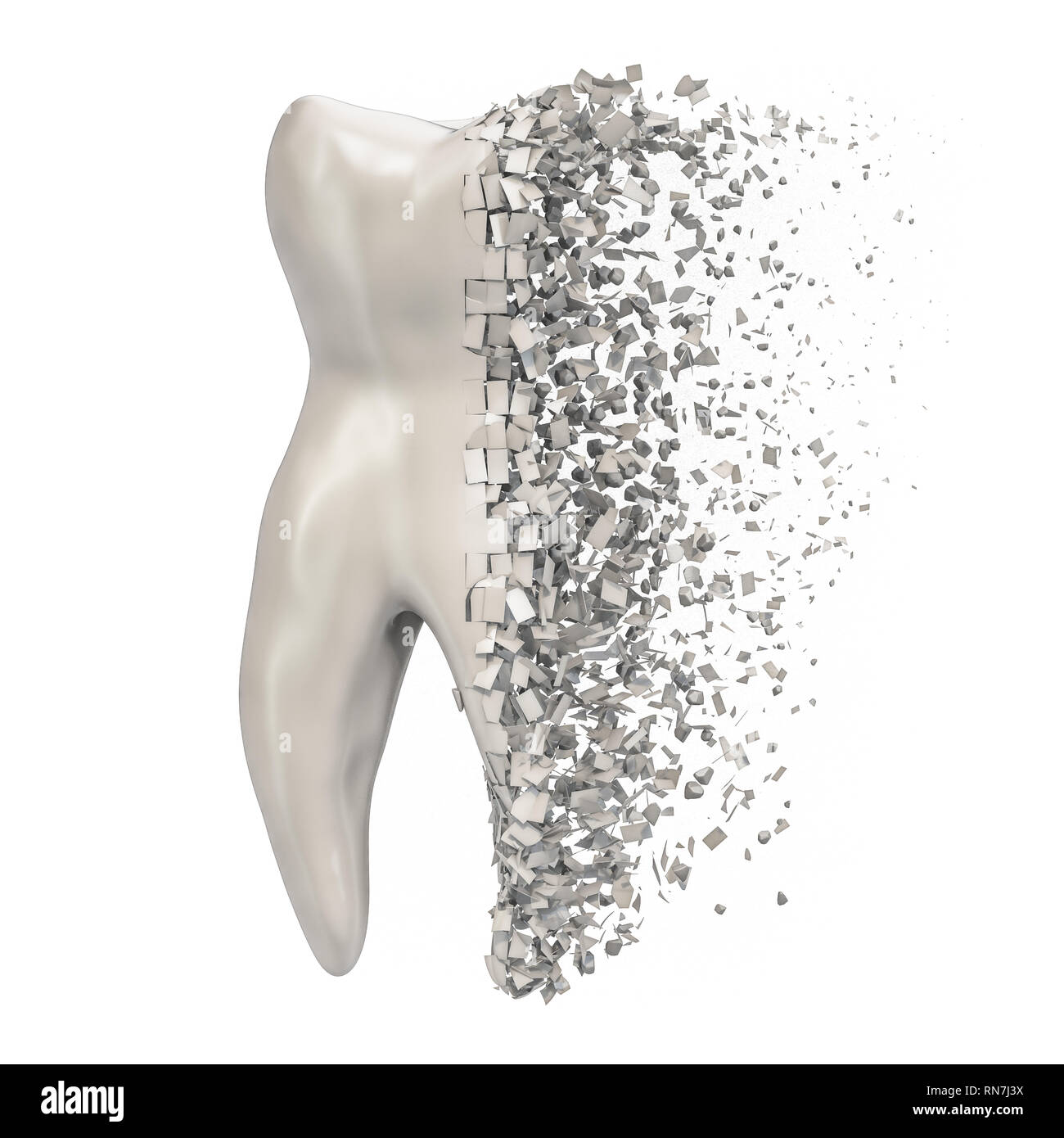 Tooth decay concept, 3D rendering isolated on white background Stock ...