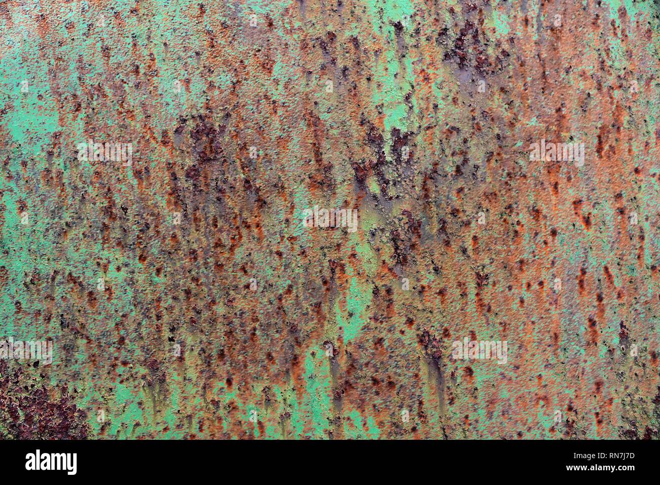 Close up surface of aged and weathered rusty metal surfaces in high ...