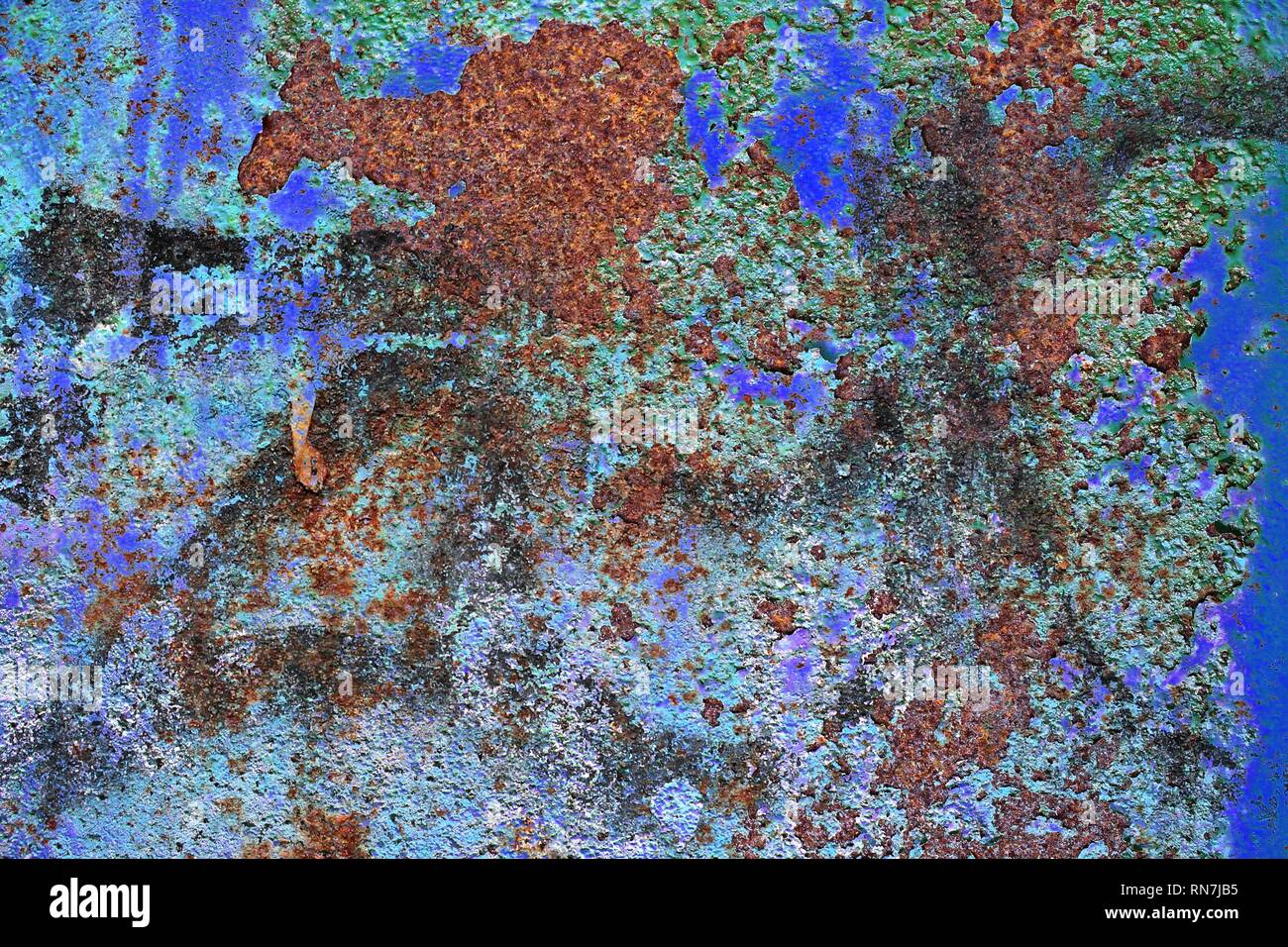 Close up surface of aged and weathered rusty metal surfaces in high ...