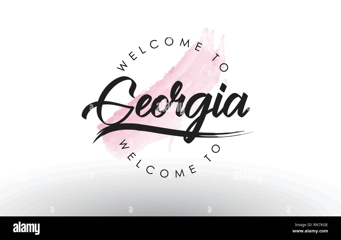 Georgia Welcome to Text with Watercolor Pink Brush Stroke Vector ...