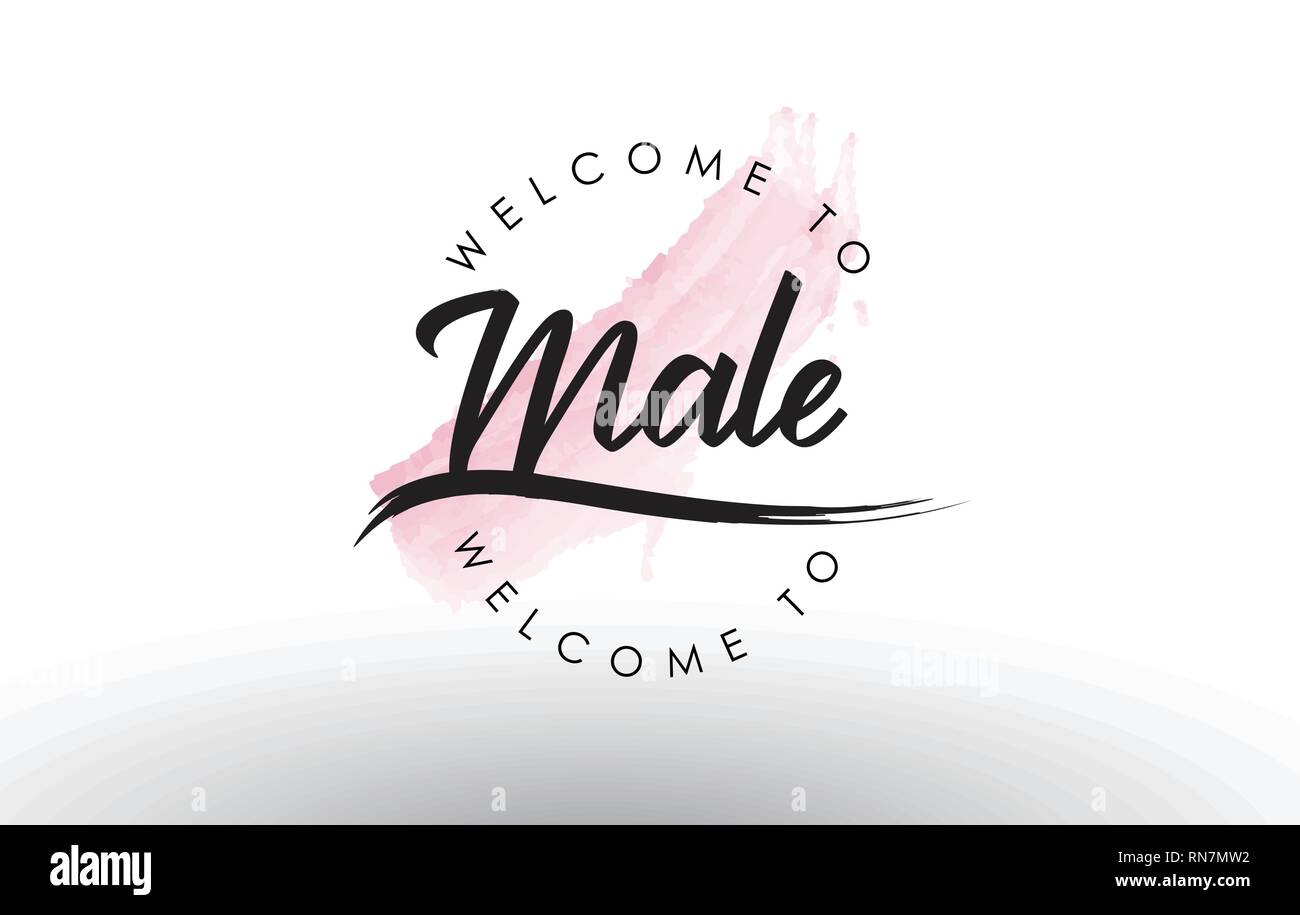 Male Welcome to Text with Watercolor Pink Brush Stroke Vector ...