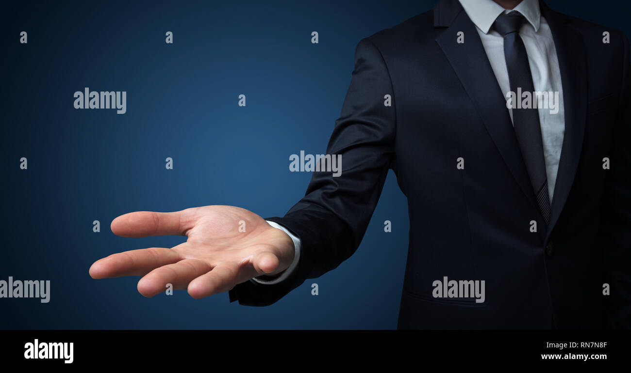 Businessman without head holding something without theme Stock Photo ...