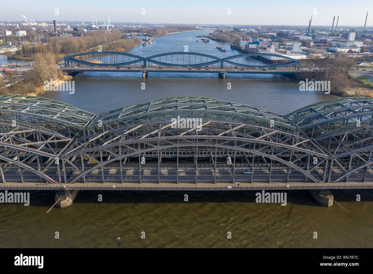 aerial view of elbe bridges in Hamburg Stock Photo - Alamy