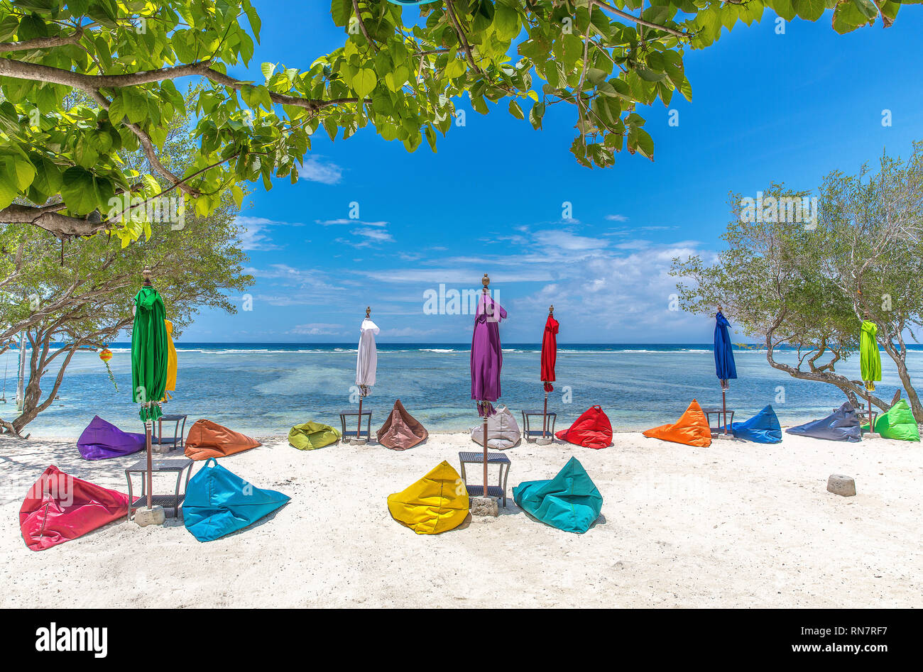 A beach image on the island of Gili Trawangan Located in Bali Indonesia ...