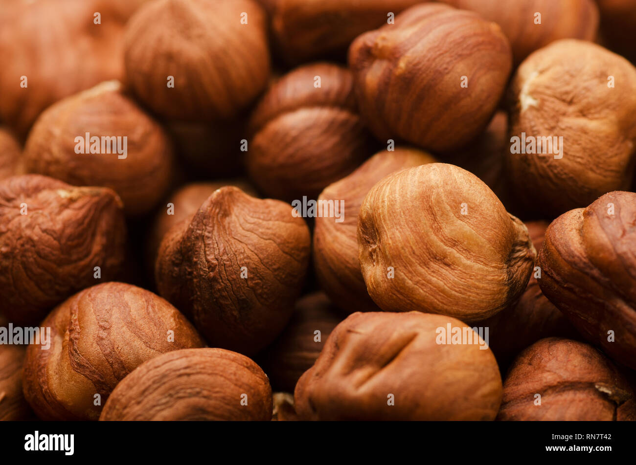 Hazelnut background or texture, heap of peeled hazelnuts Stock Photo ...