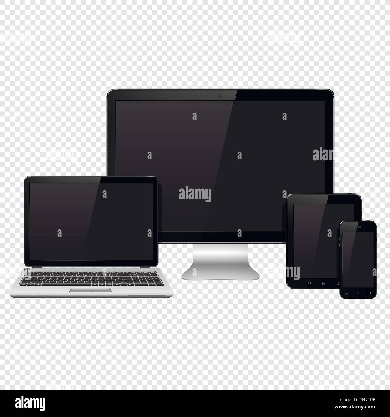 Modern digital devices isolated on transparent background Stock Vector ...