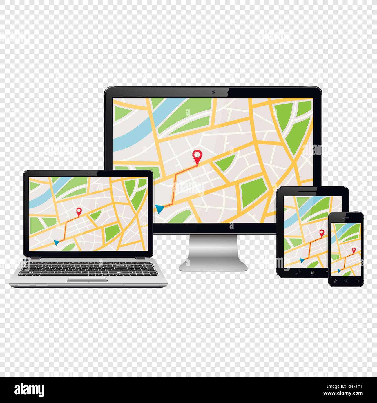 Gps map with icons hi-res stock photography and images - Alamy