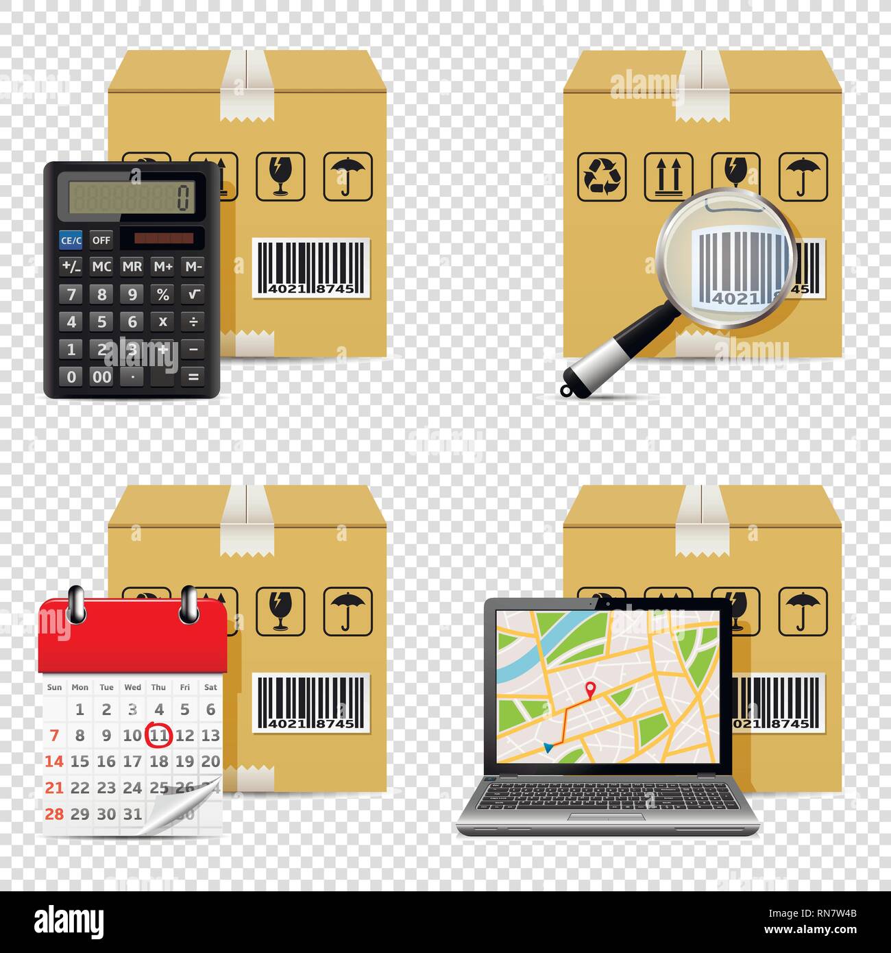 Delivery icons isolated on transparent background Stock Vector Image ...