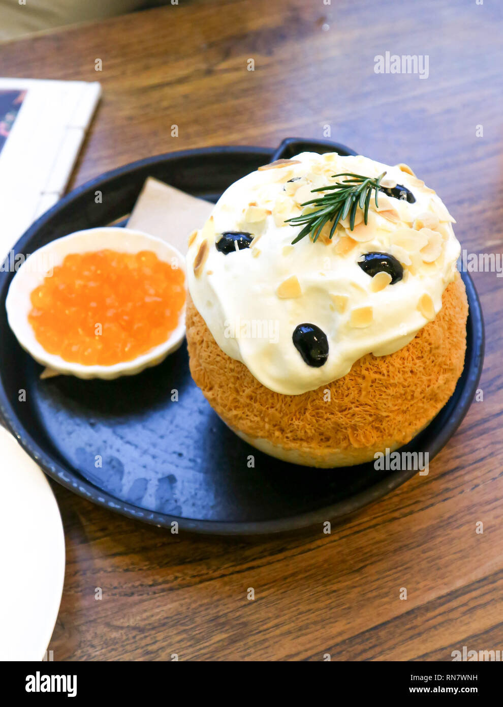 bingsu or Korean shaved ice or orange bingsu Stock Photo - Alamy