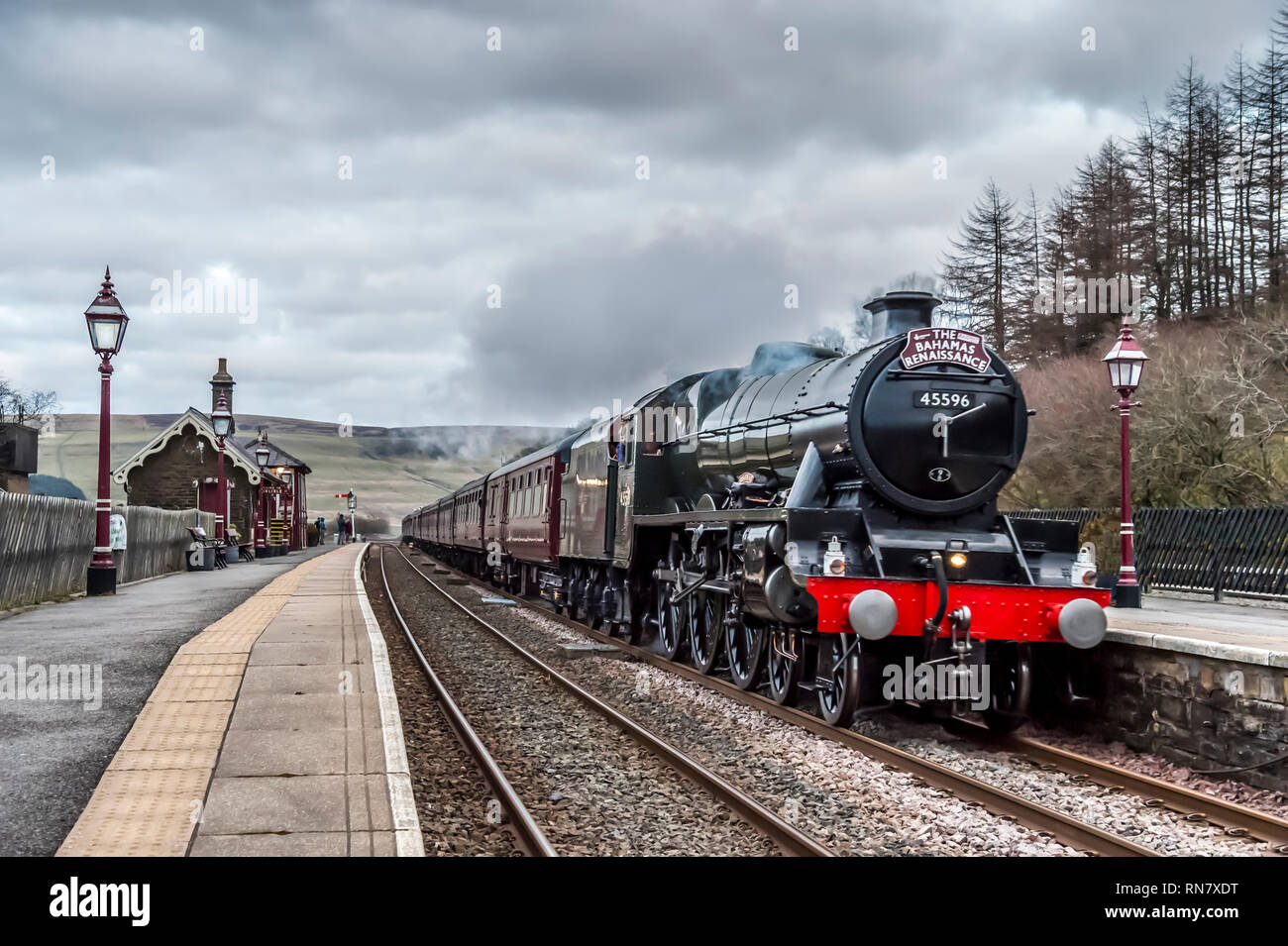LMS Class 6P, 4-6-0 no 45596 Bahamas nostalgia steam train excursion ...