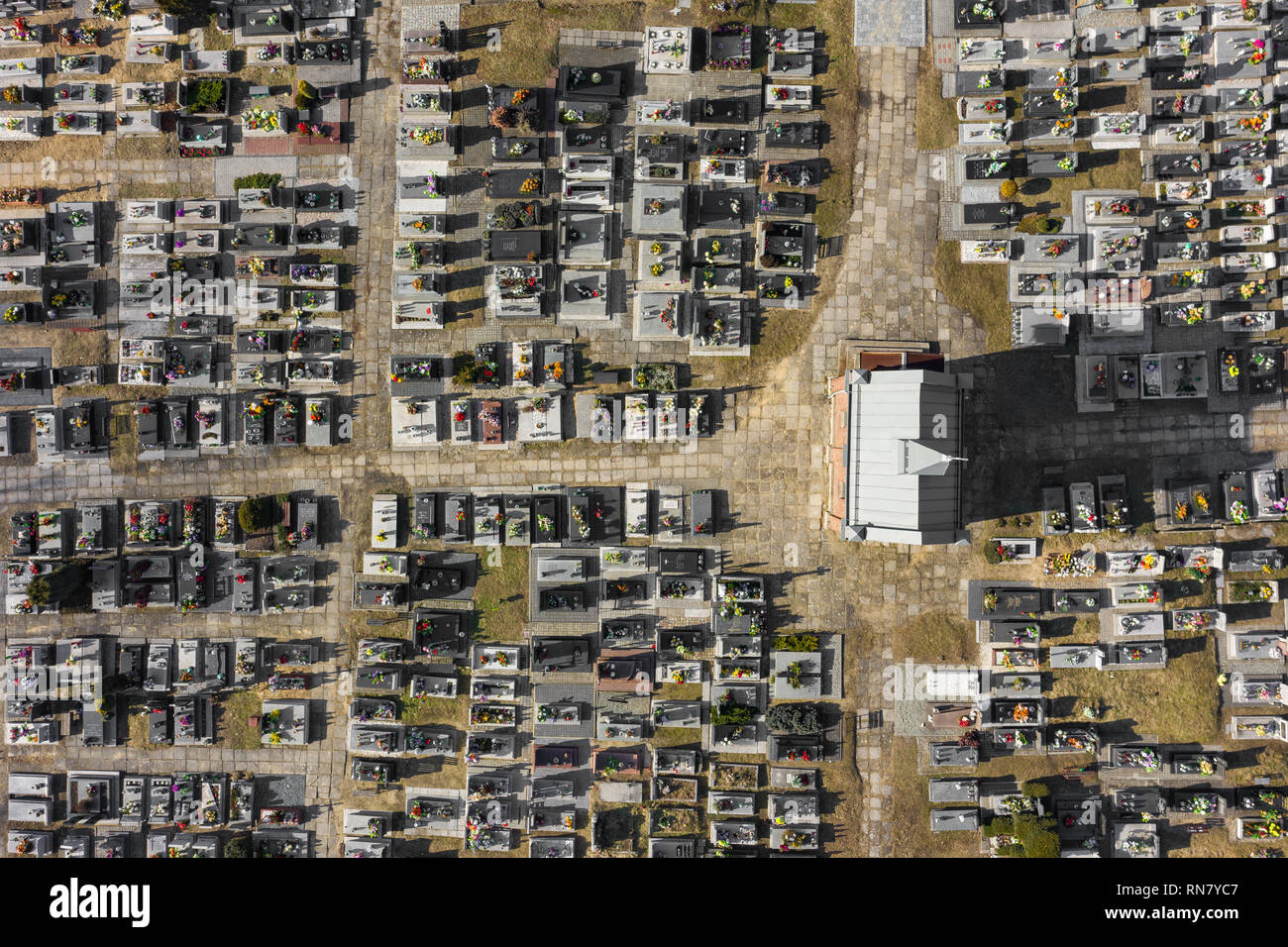 Cemetery. A view of the gravestones from above Stock Photo - Alamy