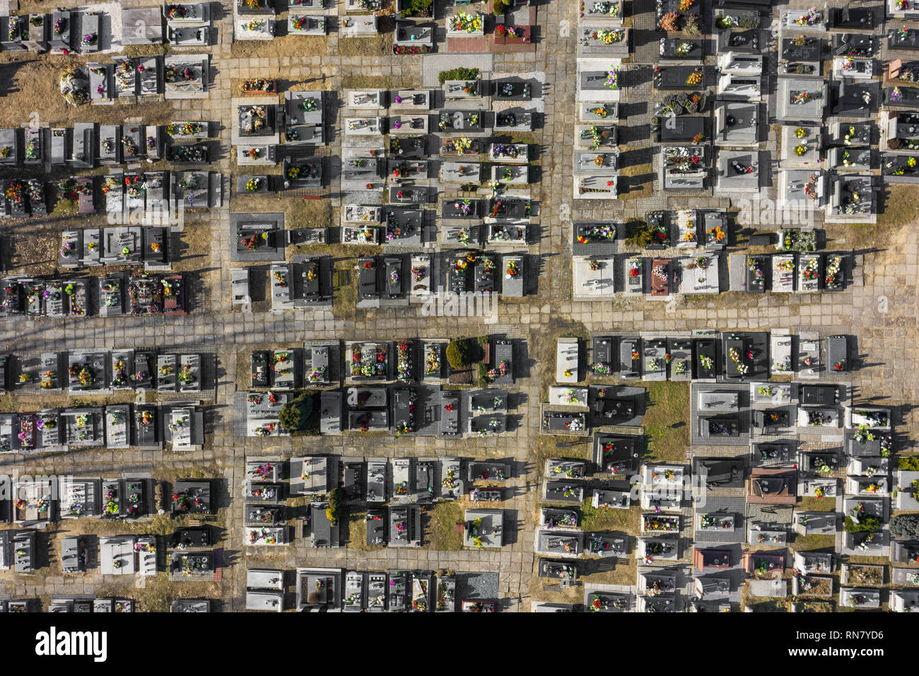 Cemetery. A view of the gravestones from above Stock Photo - Alamy