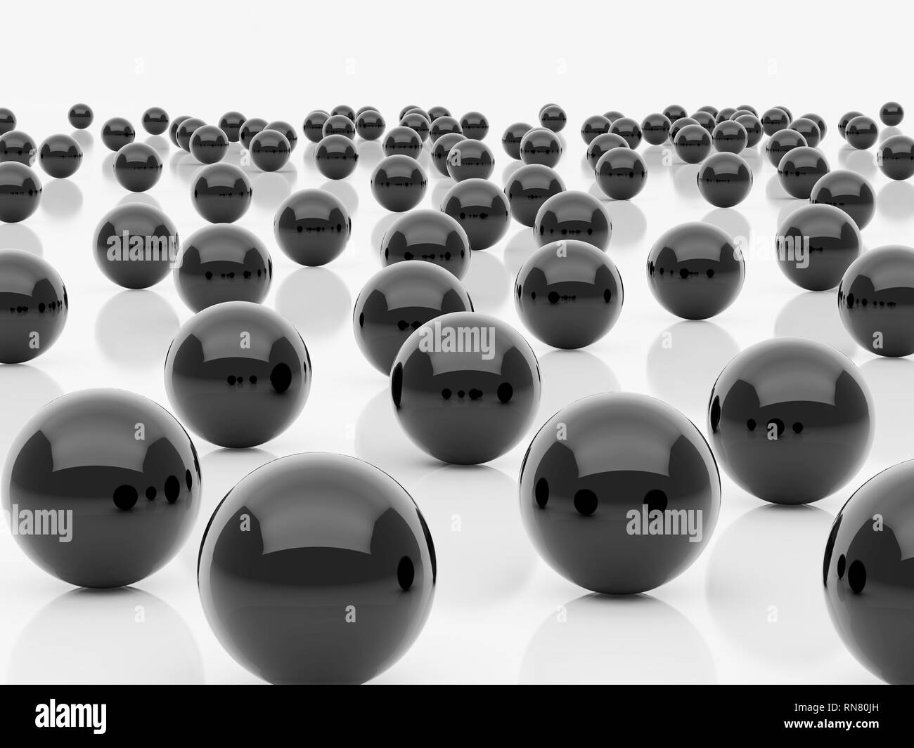 High resolution image black spheres. 3d illustration over white ...