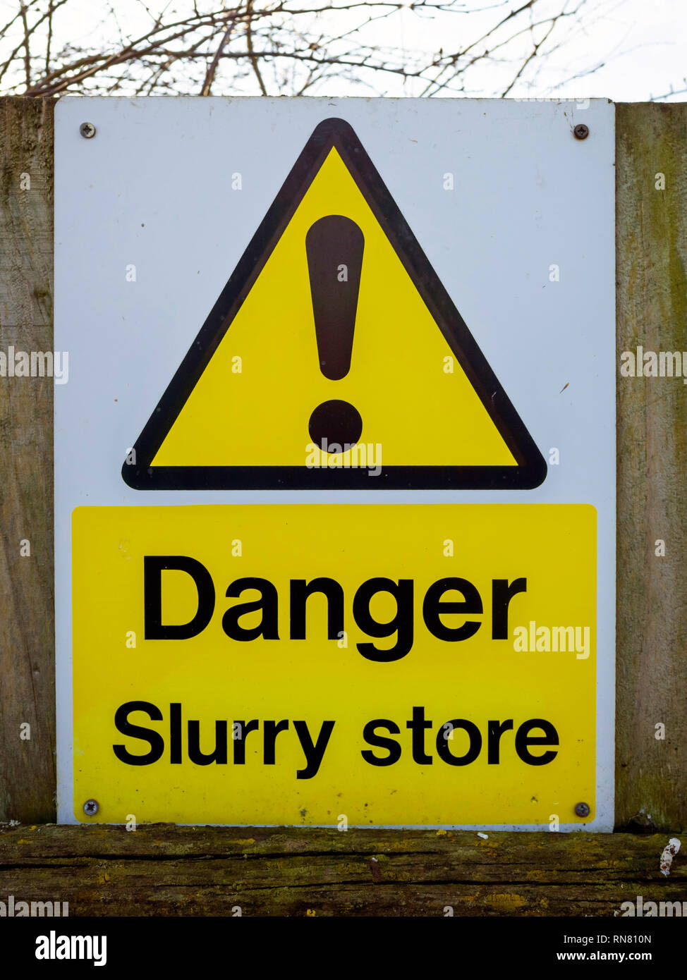 Warning sign or notice on a North Yorkshire Farm Danger Slurry Store ...