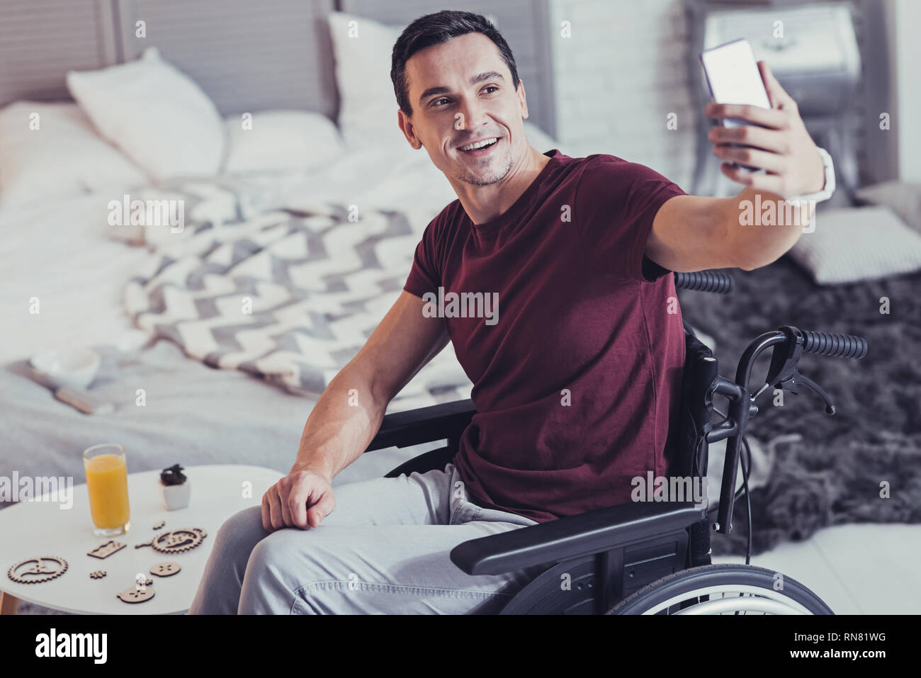 Disabled man taking photo hi-res stock photography and images - Alamy