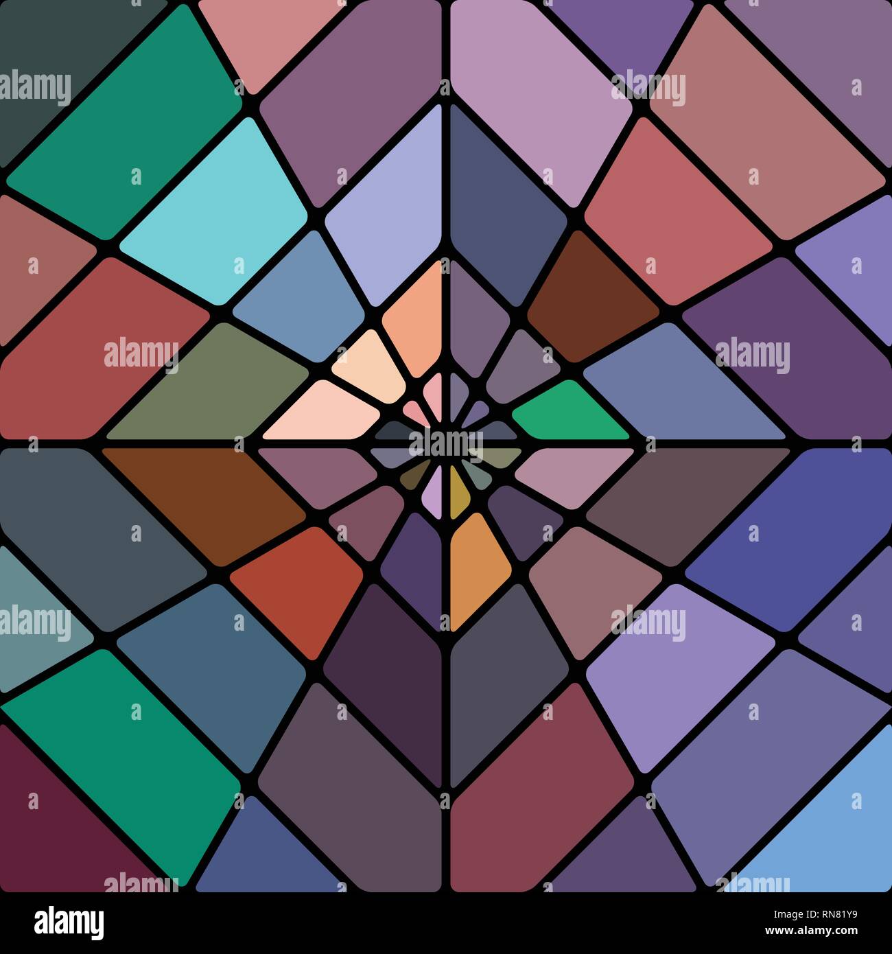 abstract vector stained-glass mosaic background - blue and brown ...