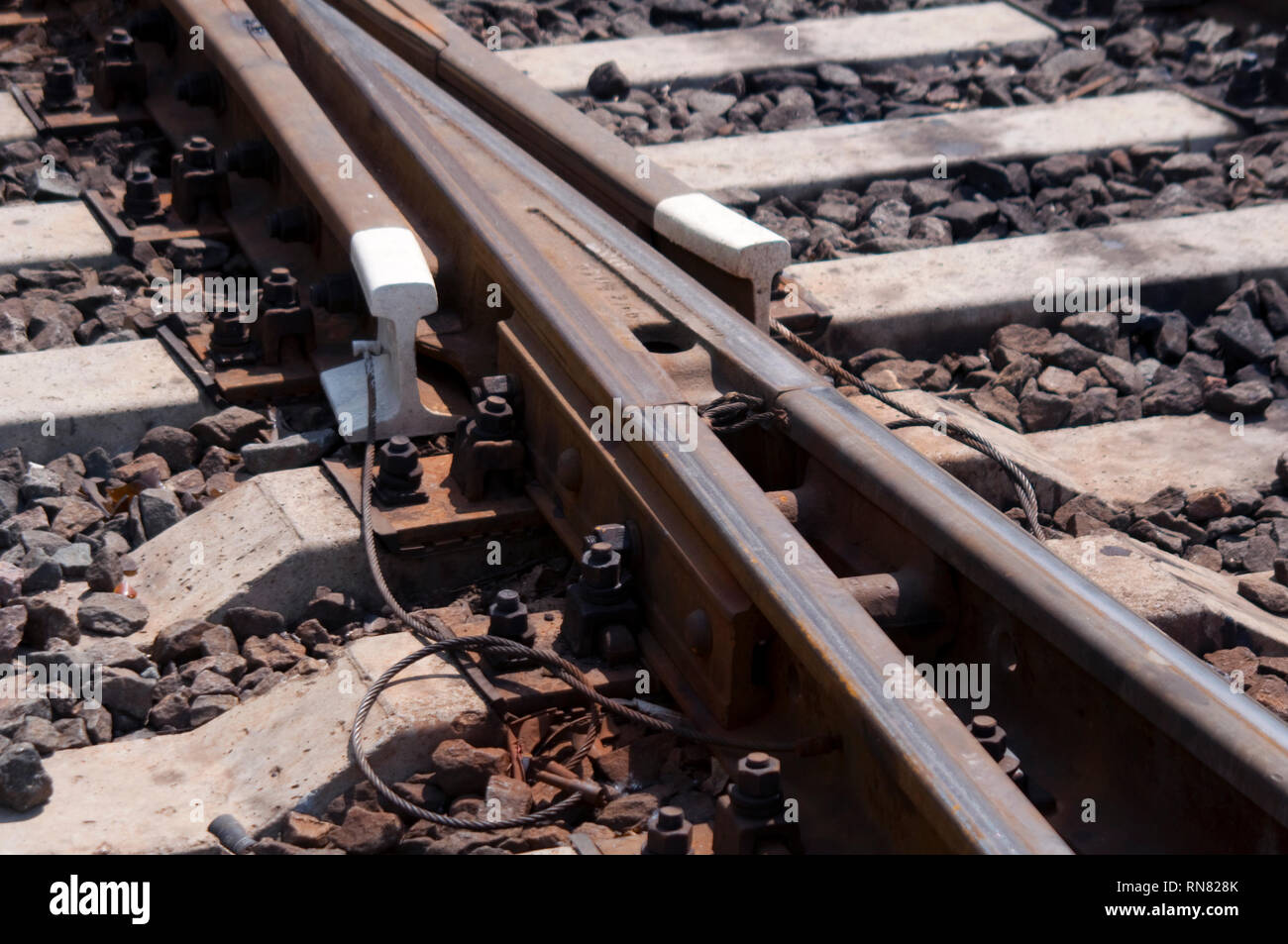 High resolution image cross ties. Fastening of a railway way Stock ...