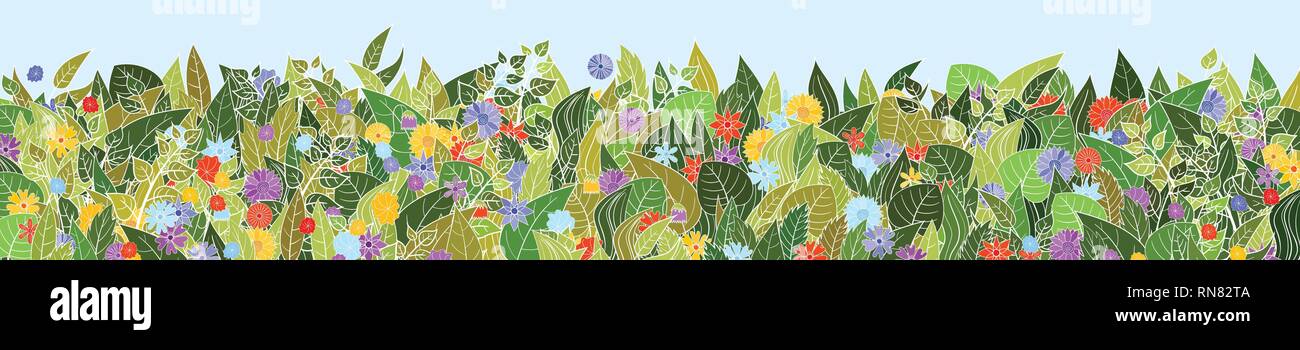 hand drawn wide vector floral background Stock Vector Image & Art - Alamy