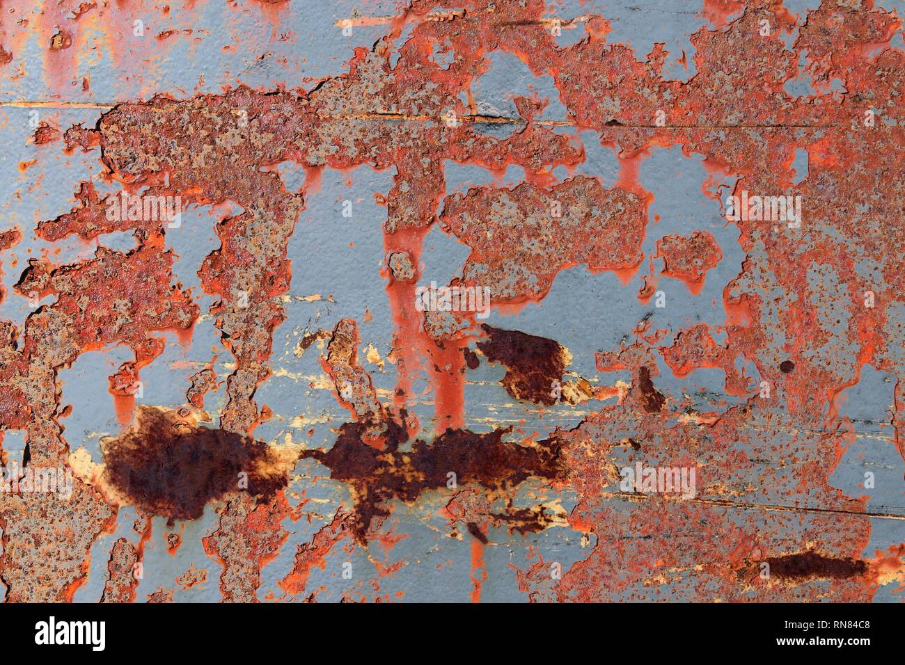 Close up surface of aged and weathered rusty metal surfaces in high ...