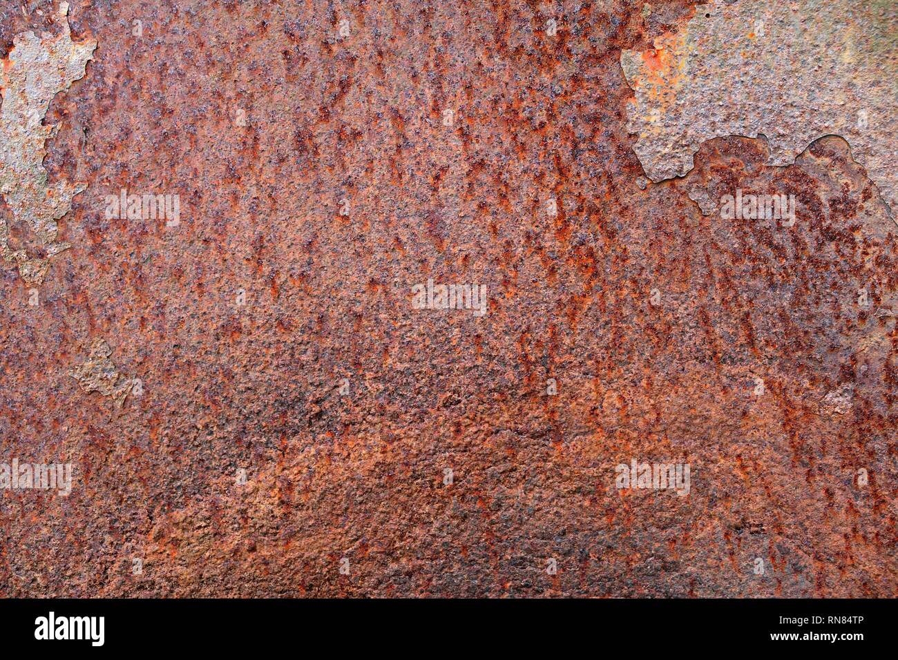 Close up surface of aged and weathered rusty metal surfaces in high ...
