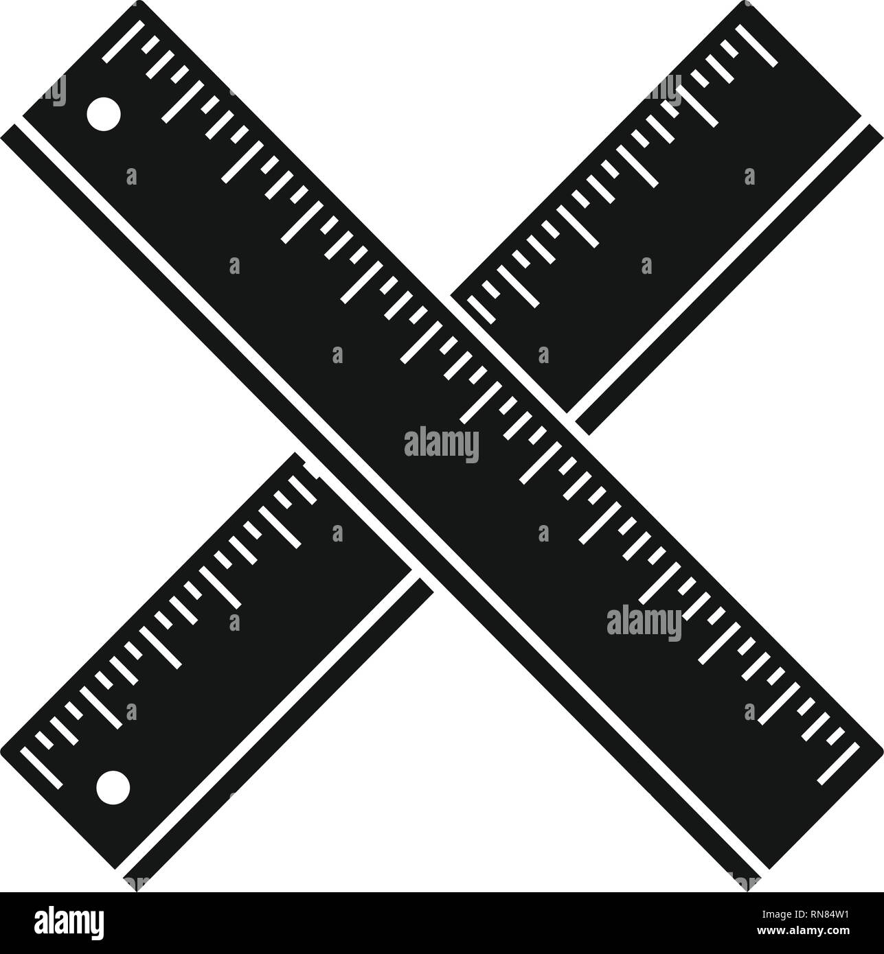 Crossed wood ruler icon. Simple illustration of crossed wood ruler ...