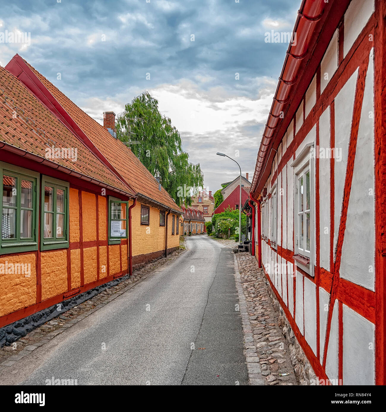 A quaint little street in the old part of Ahus, Sweden Stock Photo - Alamy