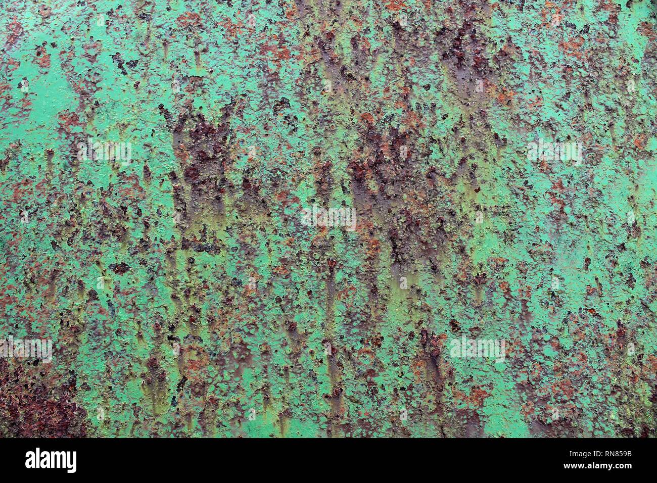 Close up surface of aged and weathered rusty metal surfaces in high ...