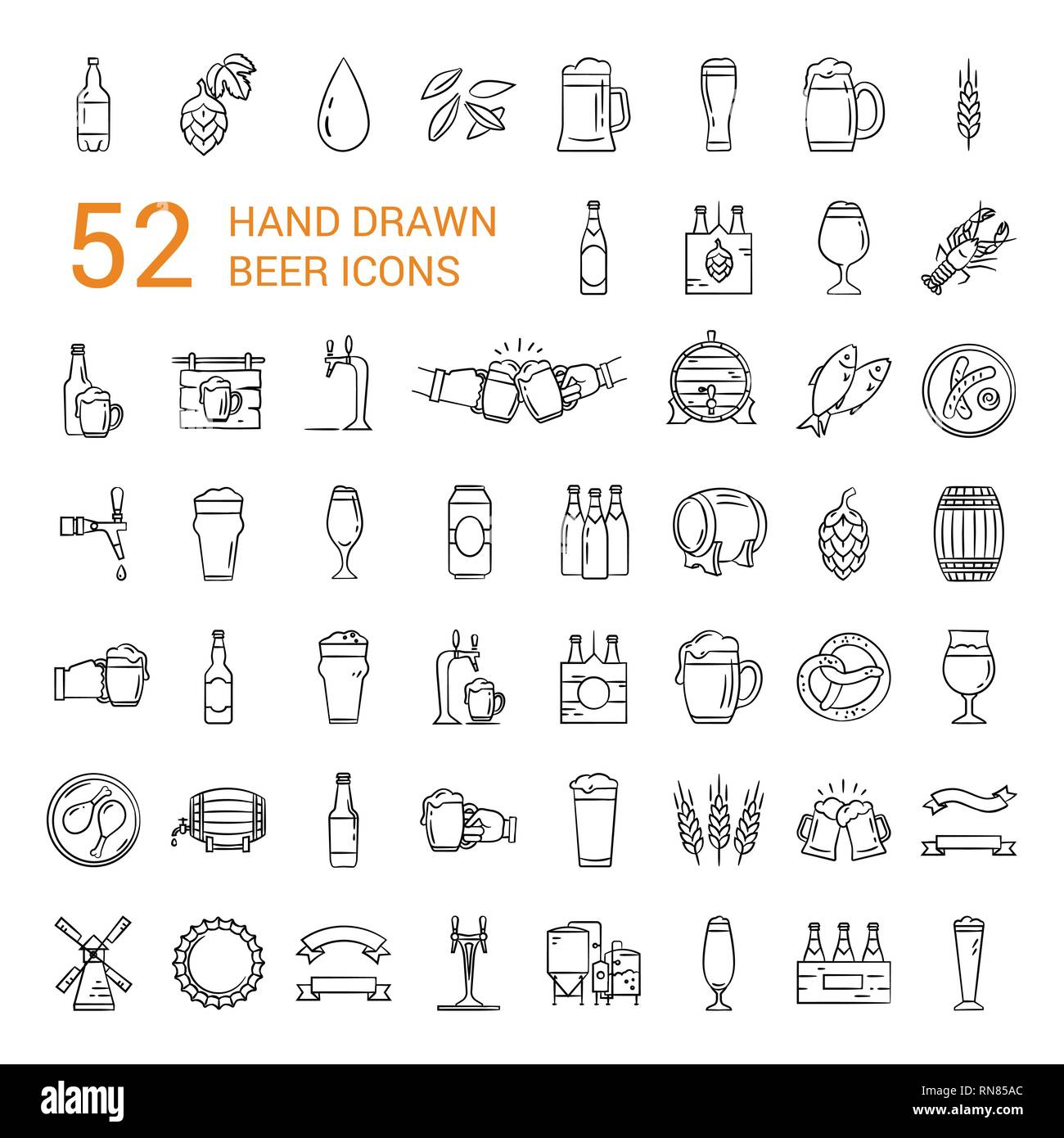 Craft Beer pixel-perfect icons in the modern style isolated on white ...