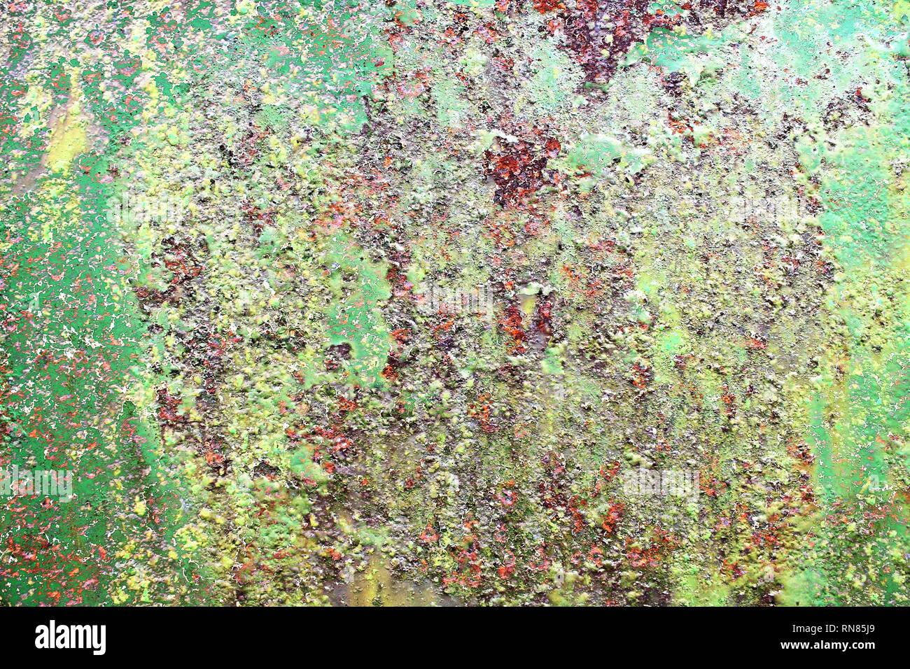 Close up surface of aged and weathered rusty metal surfaces in high ...