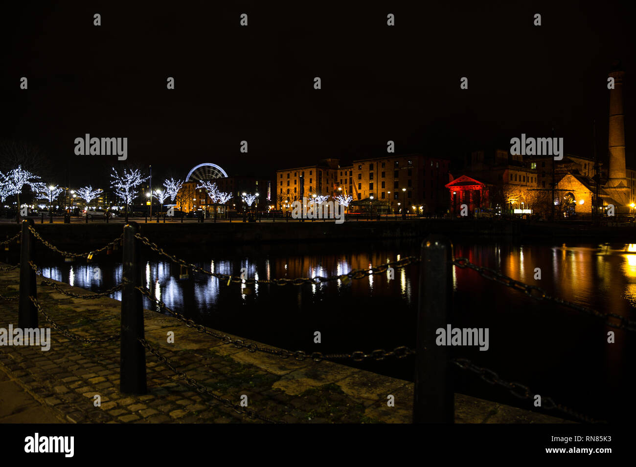 royal Albert dock Liverpool at night Stock Photo - Alamy