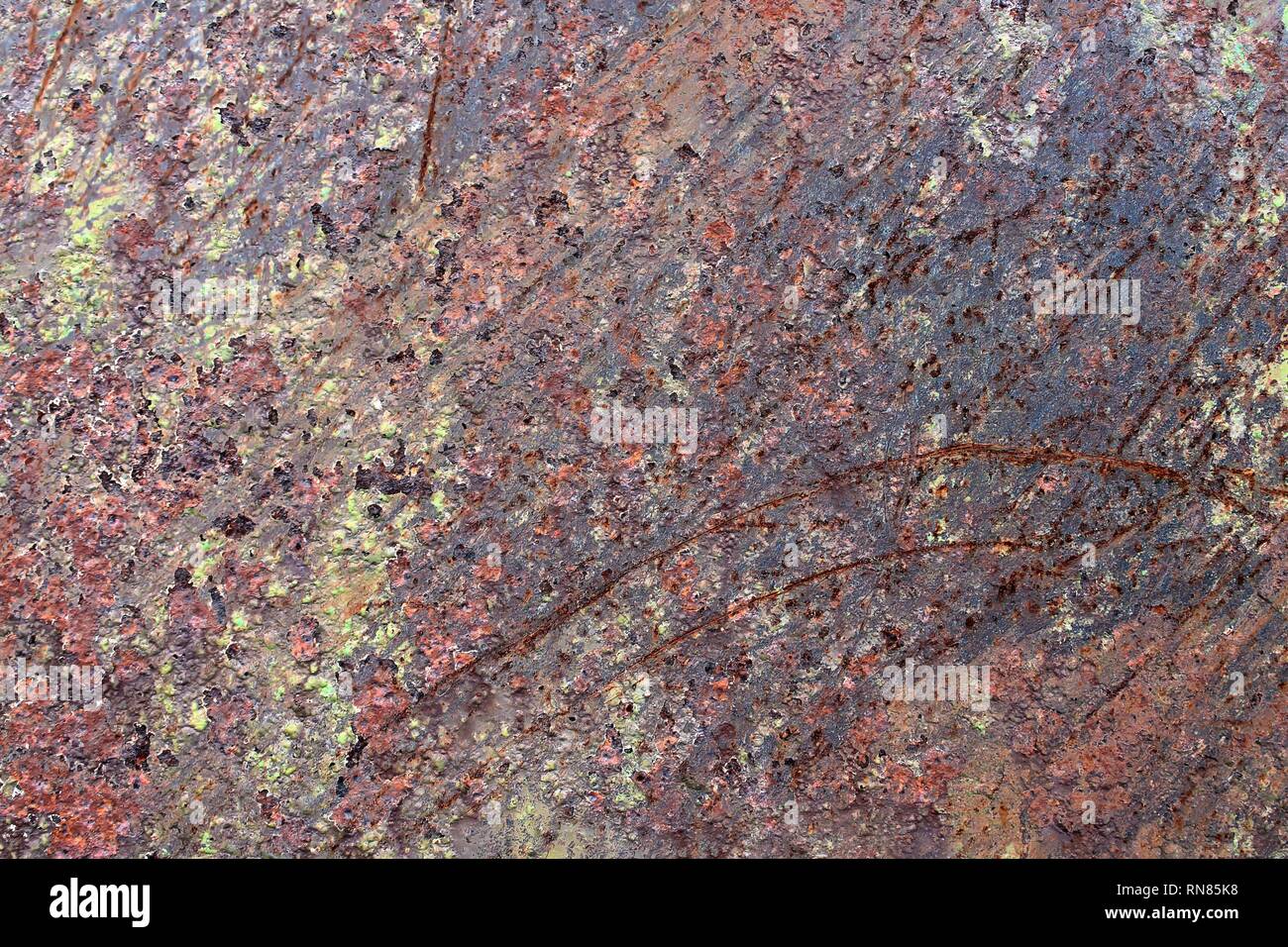Close up surface of aged and weathered rusty metal surfaces in high ...