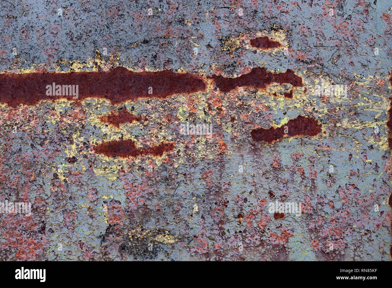 Close up surface of aged and weathered rusty metal surfaces in high ...