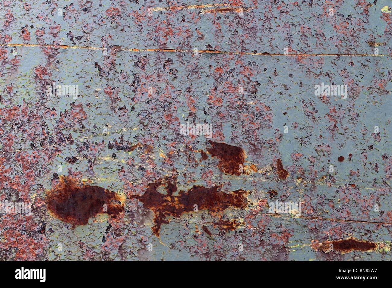 Close up surface of aged and weathered rusty metal surfaces in high ...