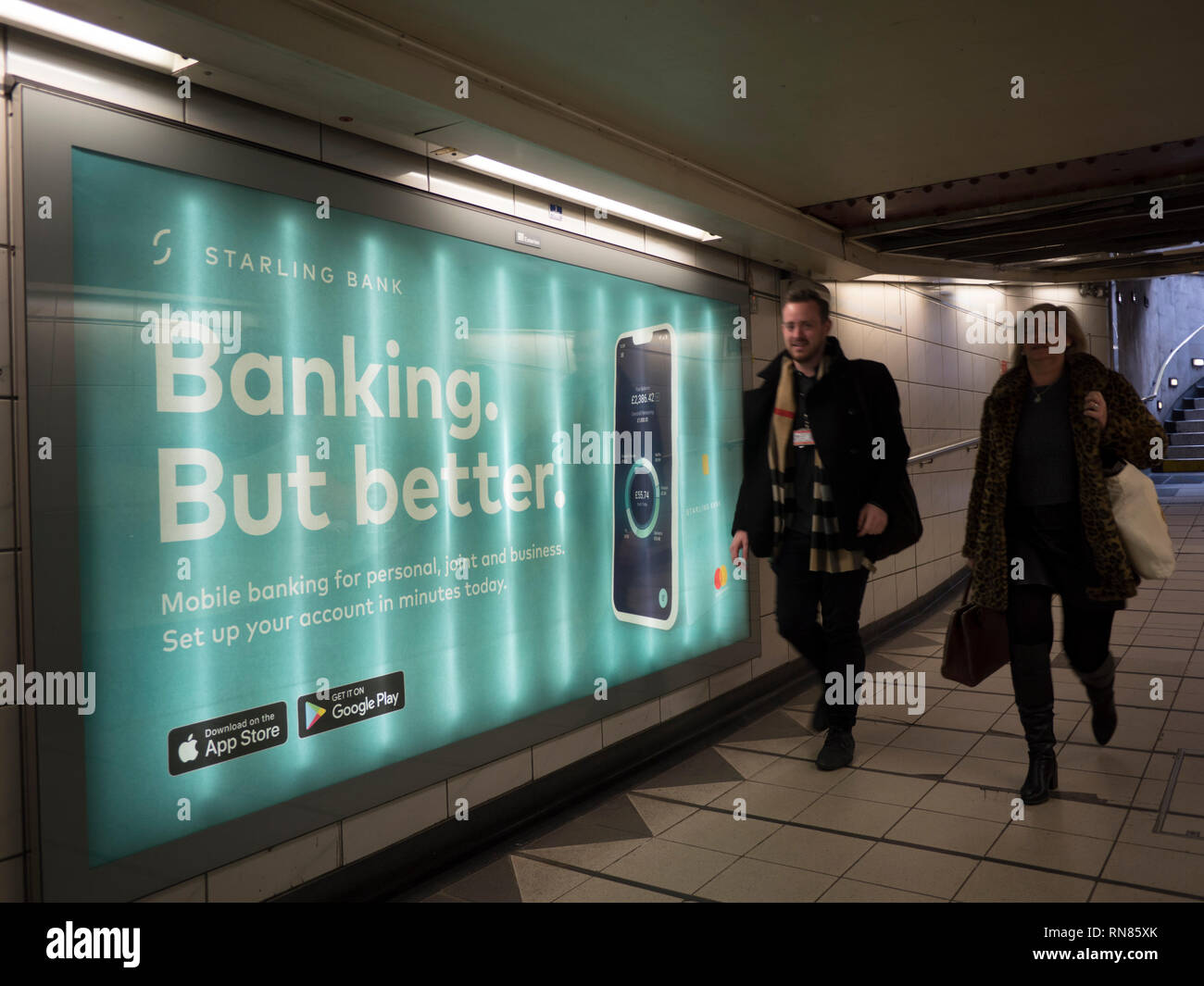 Starling bank, advert on advertising hoarding, London Stock Photo - Alamy