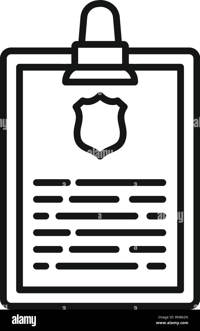 Police report clipboard icon. Outline police report clipboard vector ...