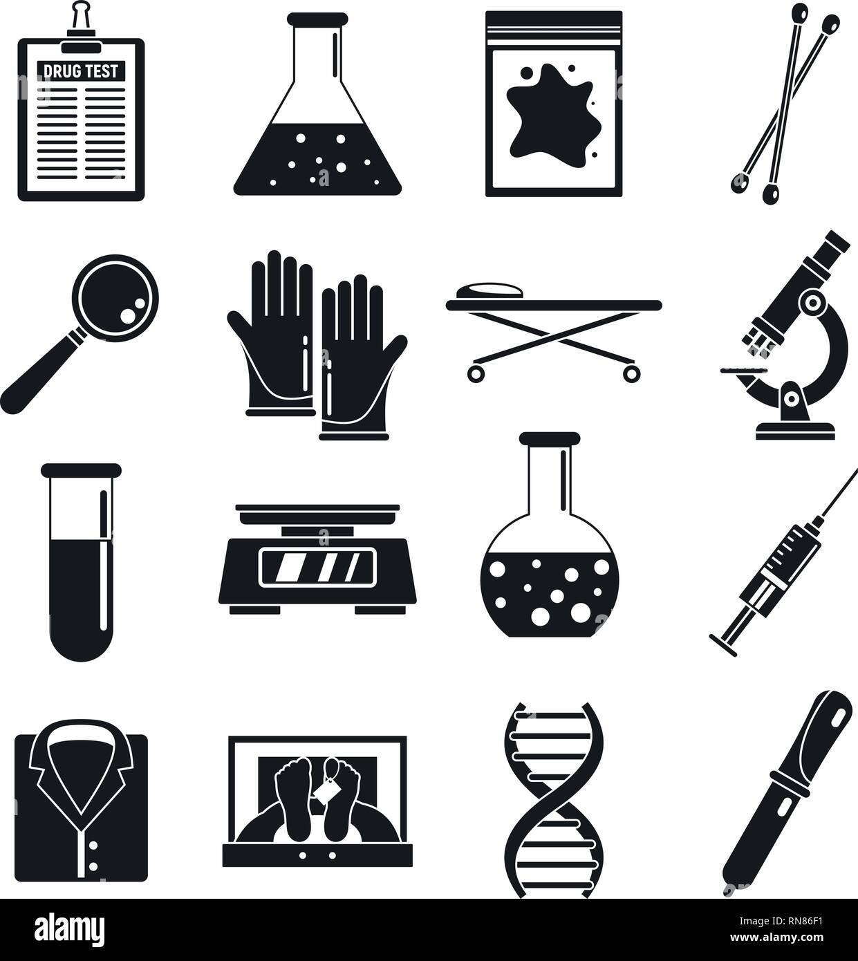 Police expert laboratory icons set. Simple set of police expert ...