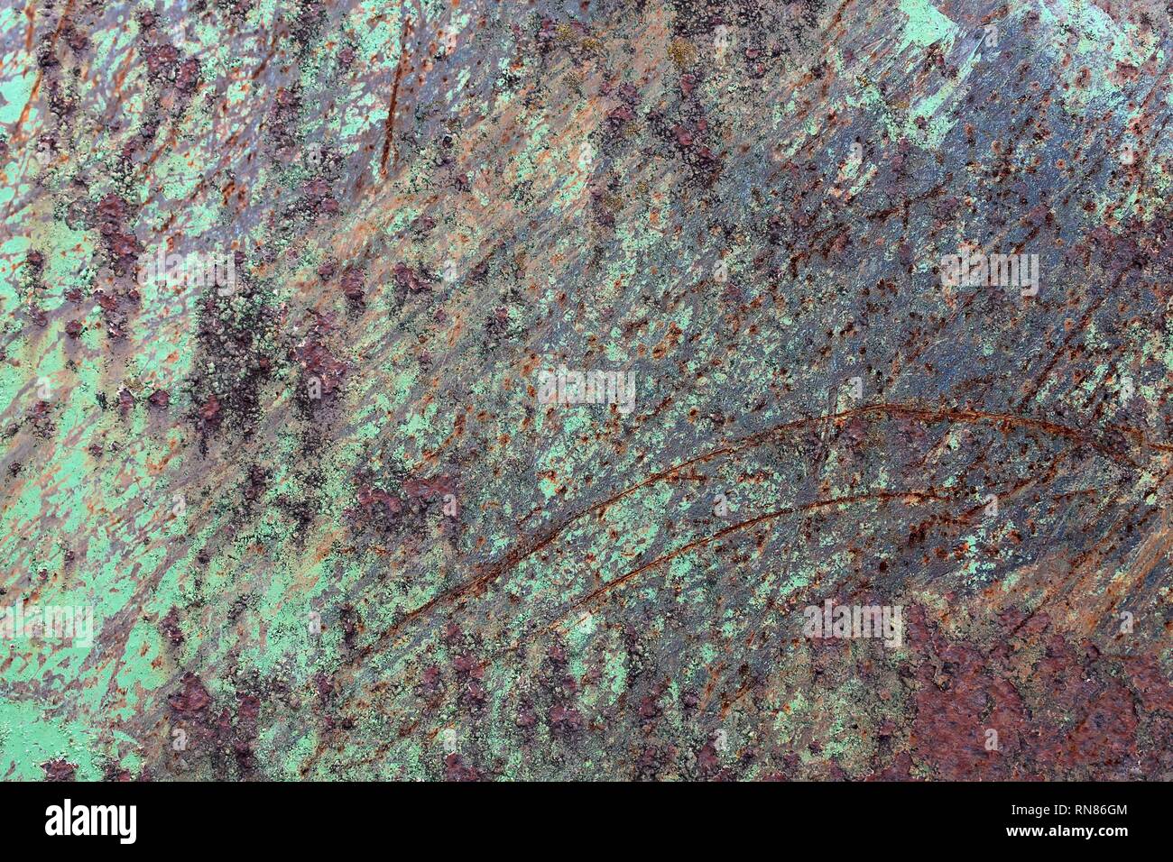 Close up surface of aged and weathered rusty metal surfaces in high ...