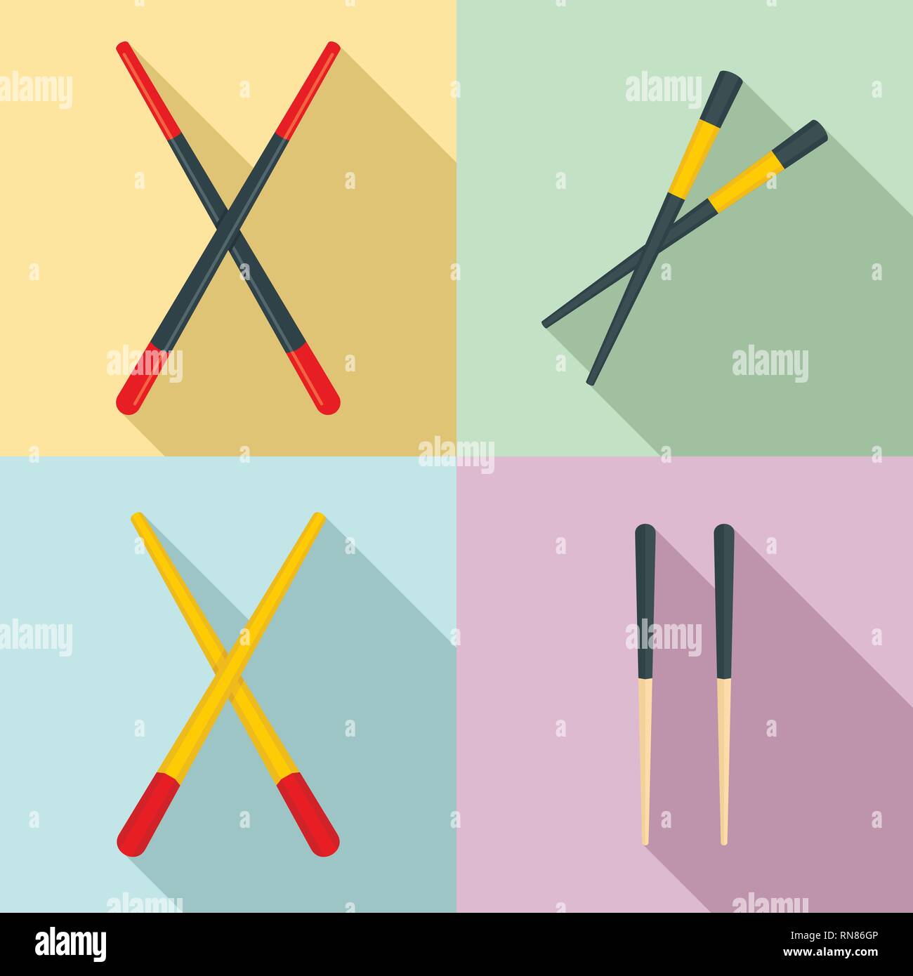 Chopsticks icons set. Flat set of chopsticks vector icons for web ...