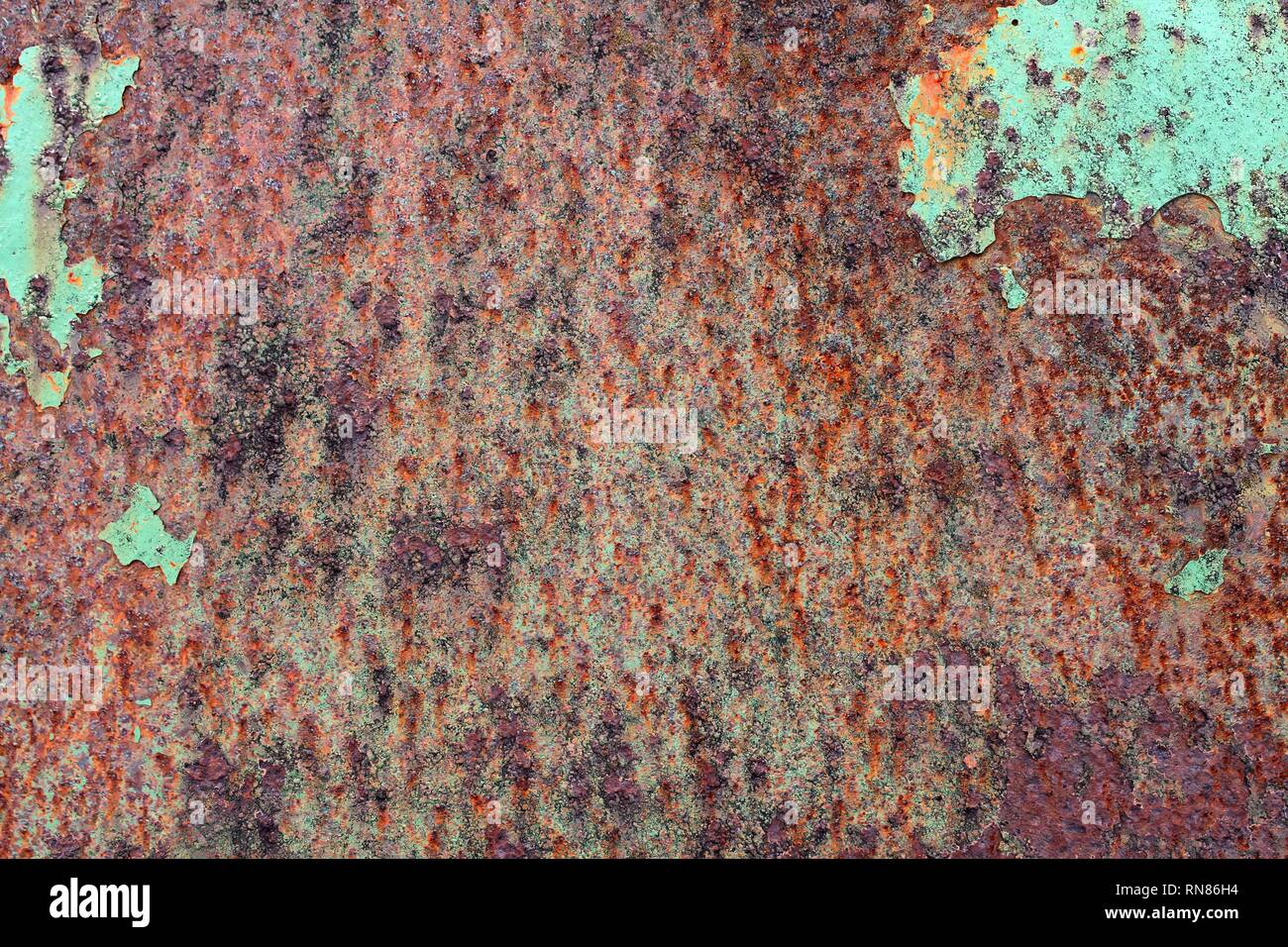 Close up surface of aged and weathered rusty metal surfaces in high ...