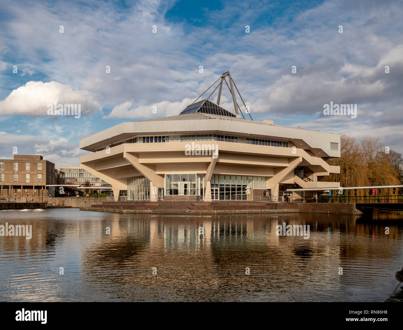 Central Hall and lake at York University, UK. Example of Brutalist ...