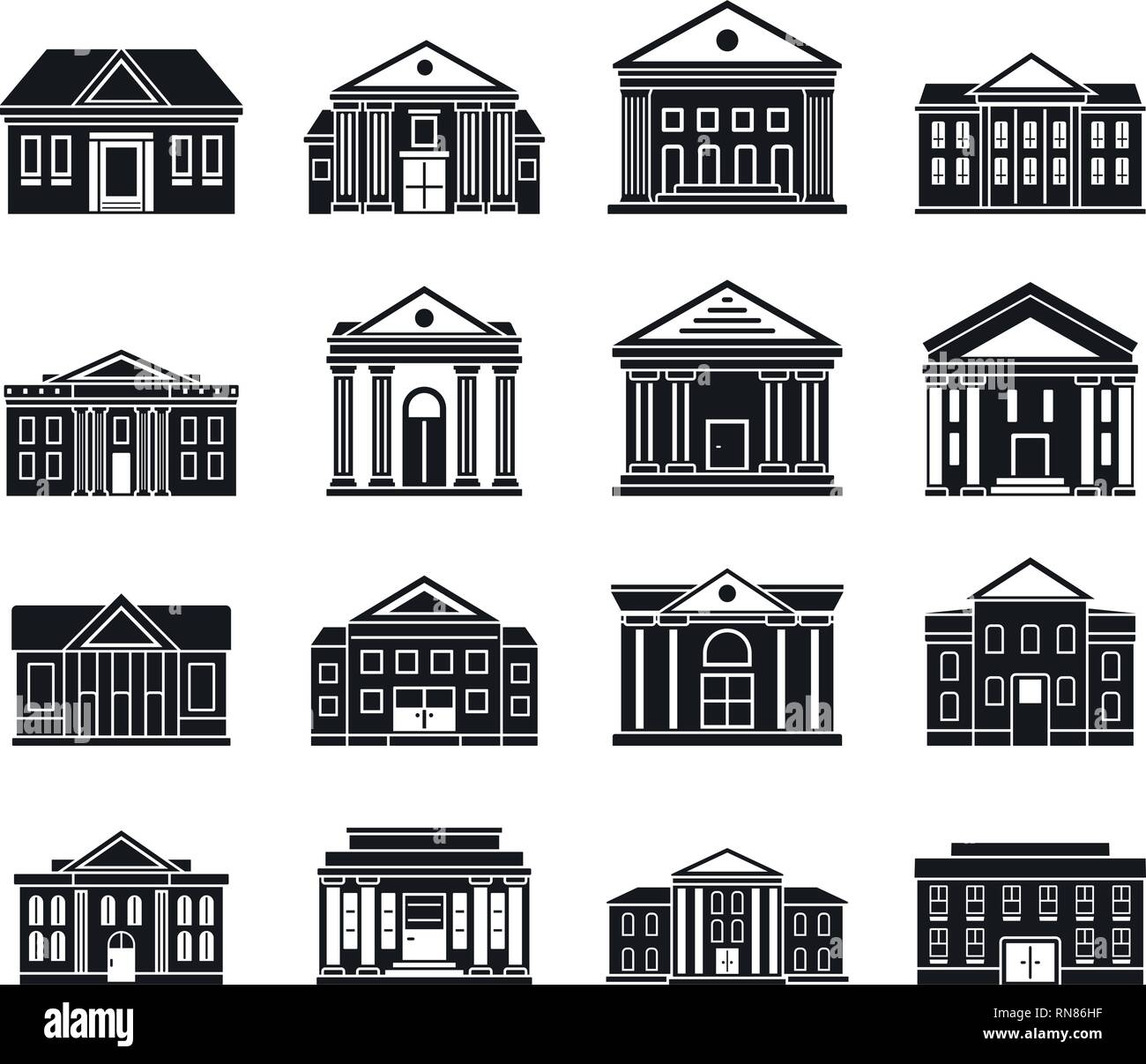 Courthouse building icons set. Simple set of courthouse building vector ...