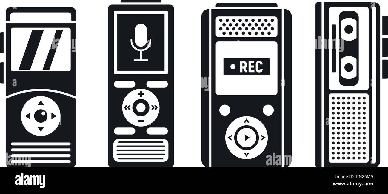 Dictaphone recorder icons set. Simple set of dictaphone recorder vector ...