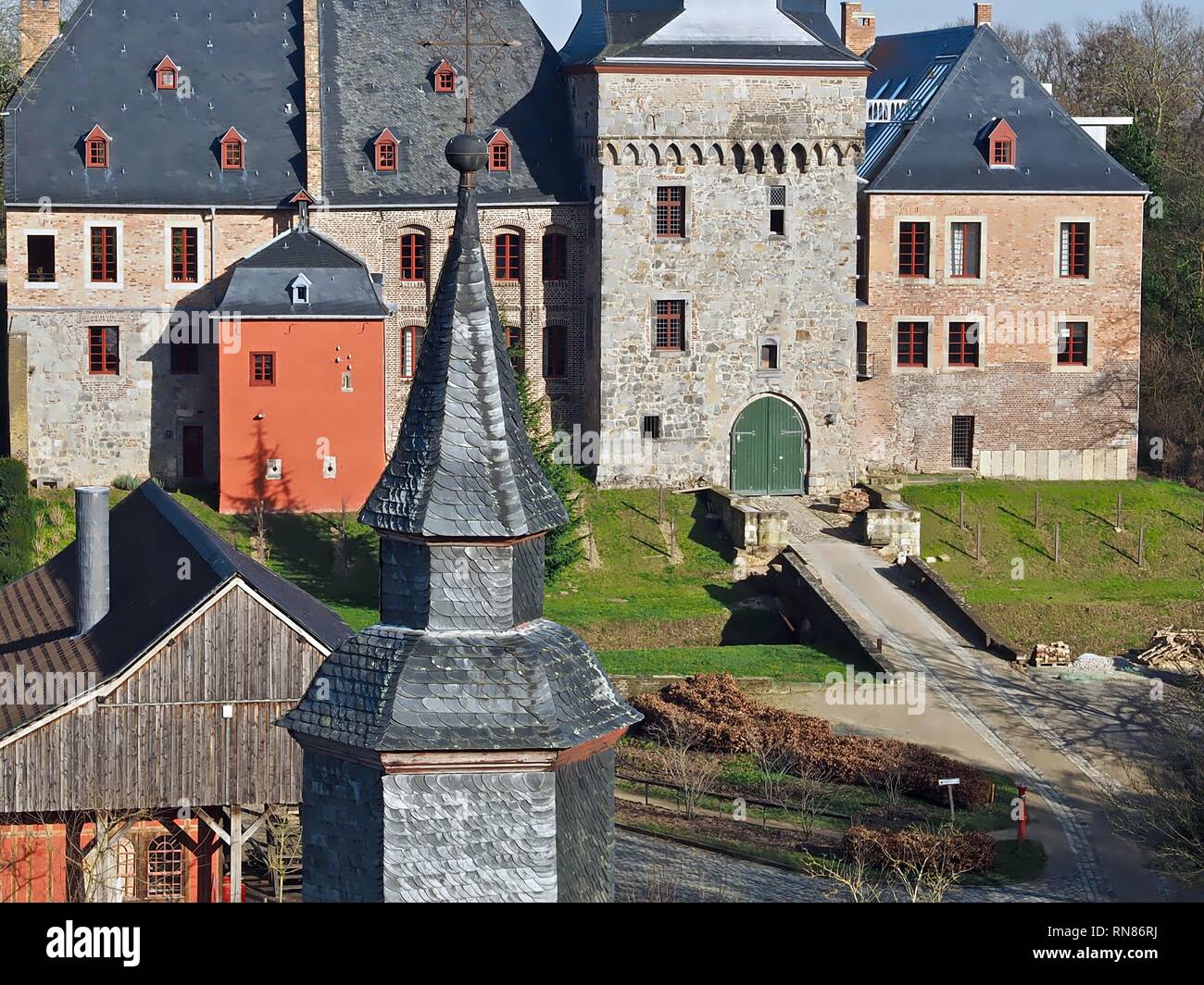 German castle Schloss Liedberg in Juechen, to the castle is belonging a ...