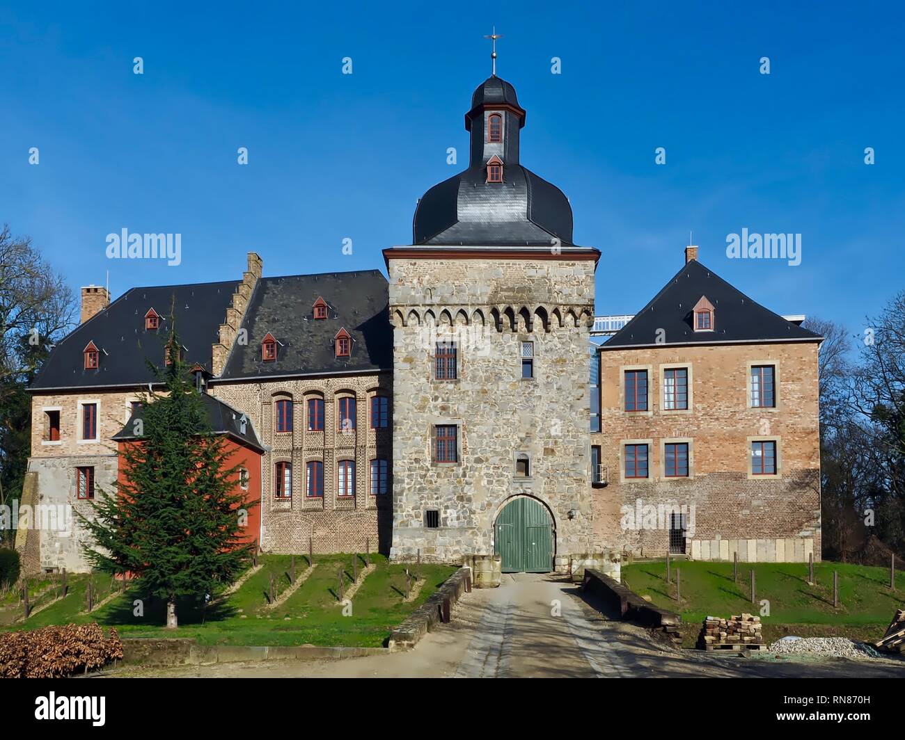German castle Schloss Liedberg in Juechen, to the castle is belonging a ...
