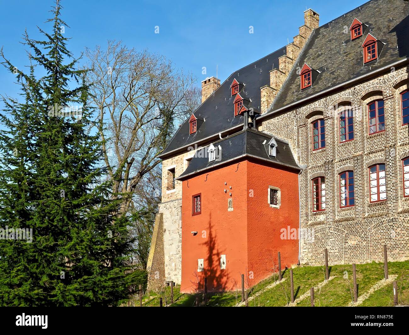 German castle Schloss Liedberg in Juechen, to the castle is belonging a ...