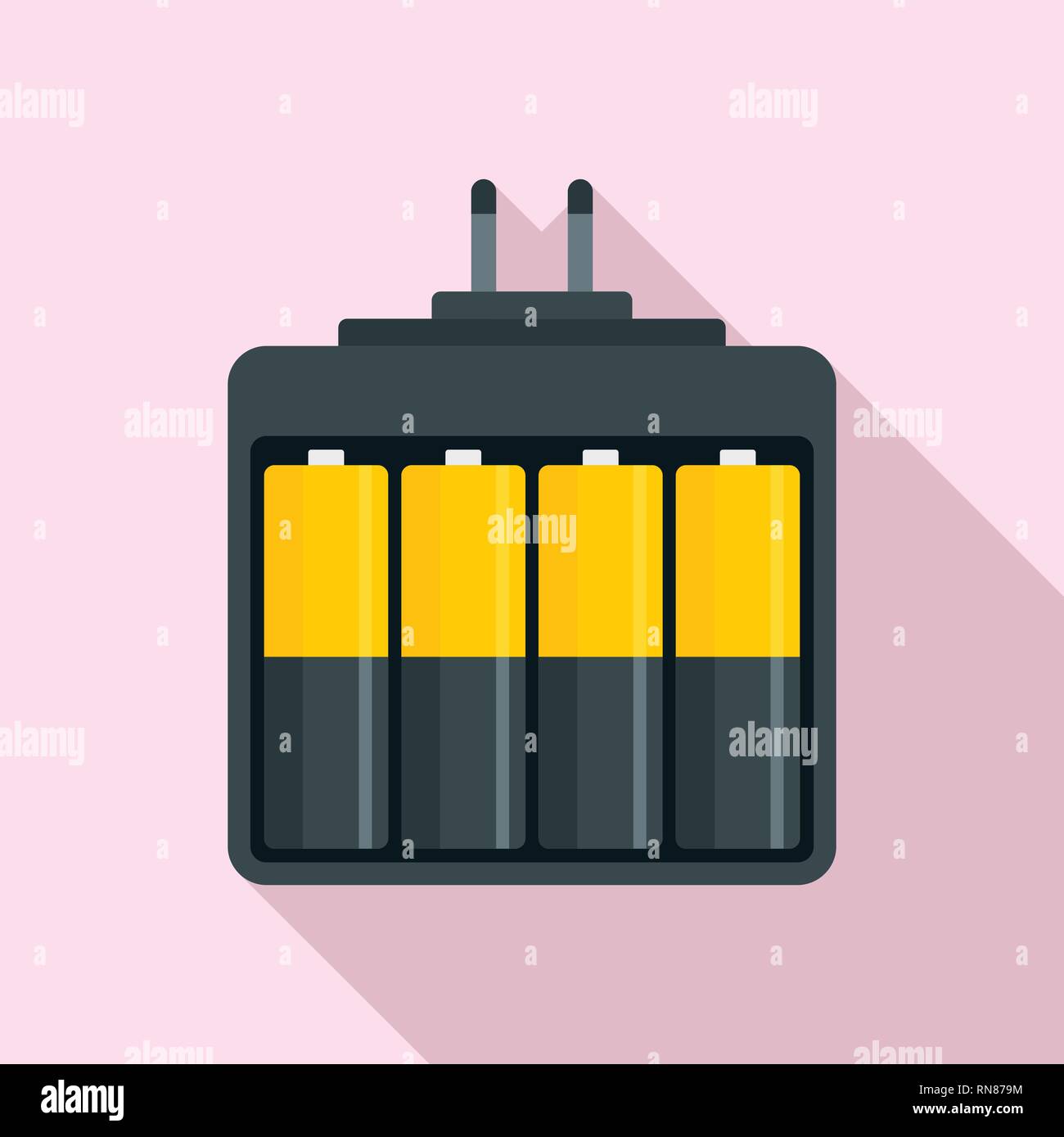 Camera battery charger icon. Flat illustration of camera battery ...