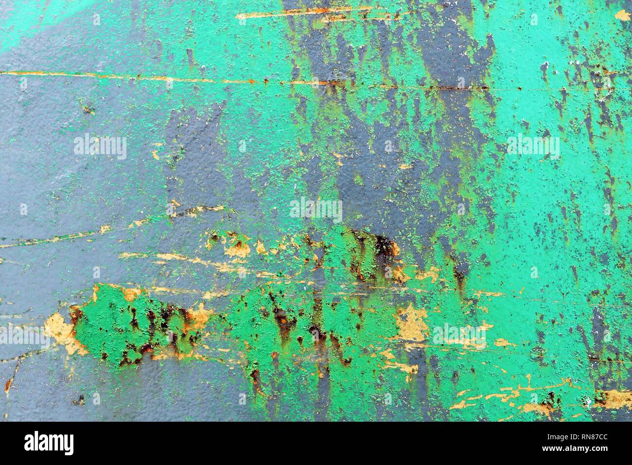 Close up surface of aged and weathered rusty metal surfaces in high ...